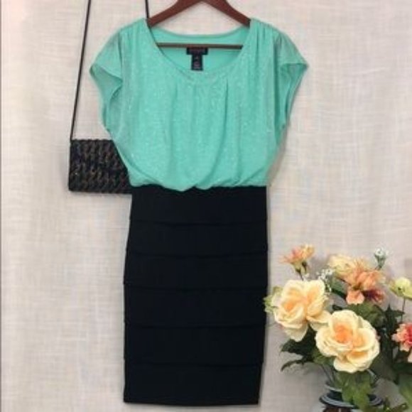 Enfocus Studio | Dresses | Enfocus Studio Dress Sparkly Mint Green Top ...